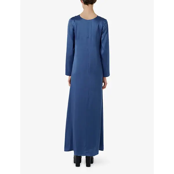 LEEM Front-slit Silk Maxi Dress