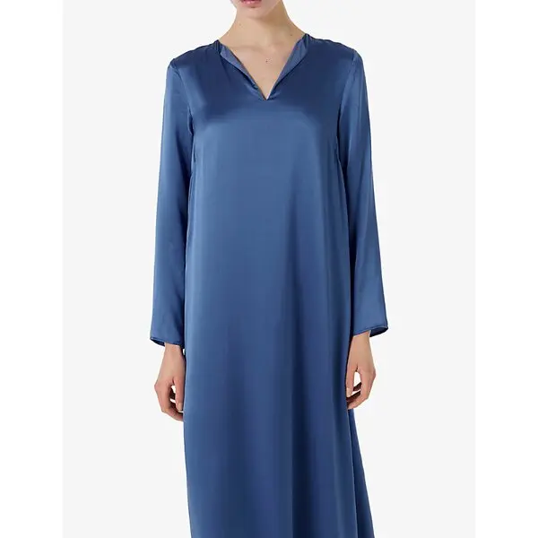 LEEM Front-slit Silk Maxi Dress