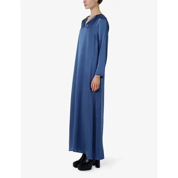 LEEM Front-slit Silk Maxi Dress