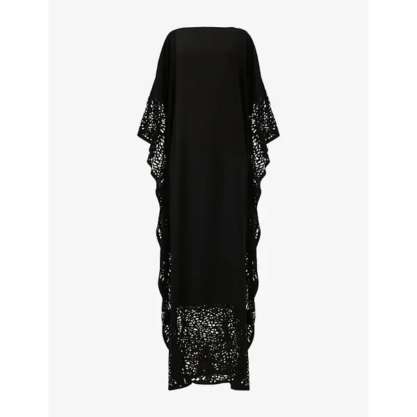 LEEM Laser-cut Relaxed Fit Kaftan - Black