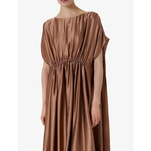 LEEM Cape-effect Silk-satin Midi Dress