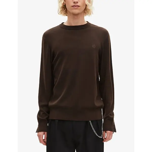 The Kooples Relaxed-fit Wool Jumper With Brand Embroidery