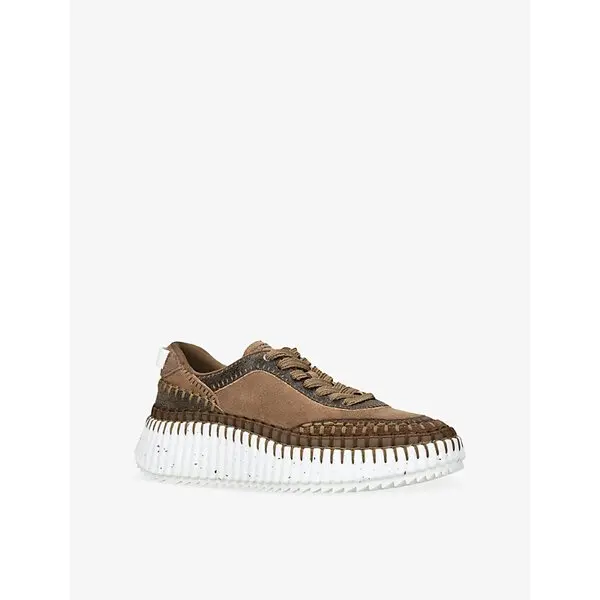 Chloé Nama Runner Mesh And Woven Trainers - Khaki