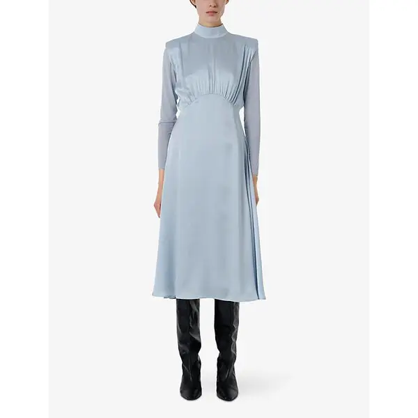 LEEM Silk High-neck Midi Dress
