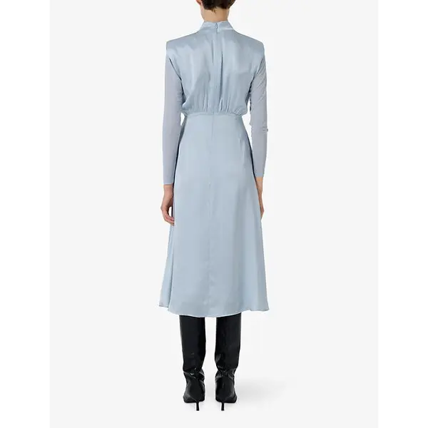 LEEM Silk High-neck Midi Dress