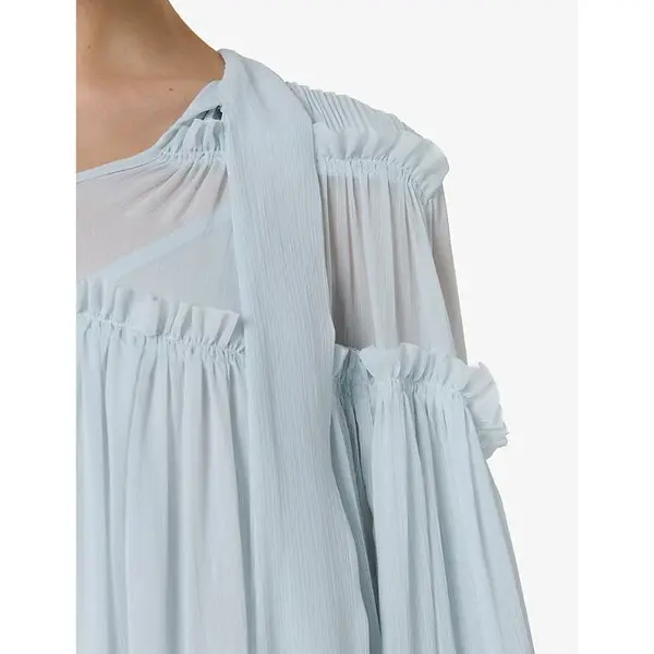 LEEM Frill Detailed Chiffon Top