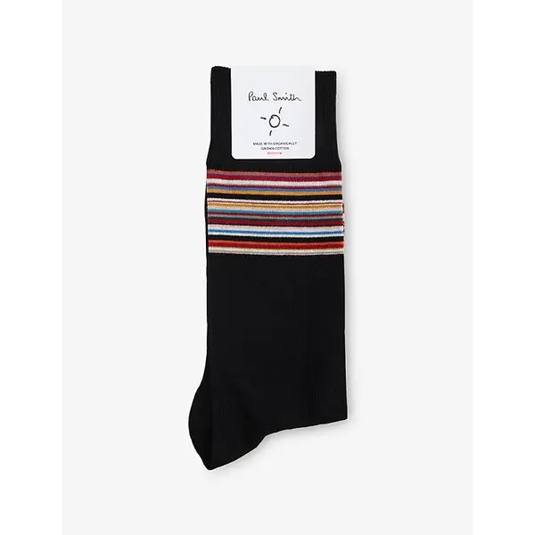 Paul Smith Kilmit Stripe-pattern Cotton-blend Crew Socks - 79 Black