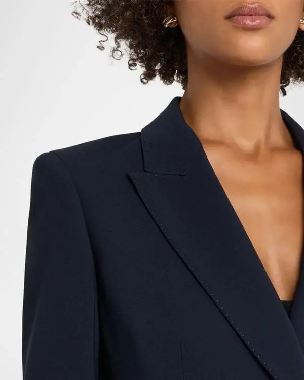 Lafayette 148 New York Double-breasted Pick Stitch Blazer - Ink