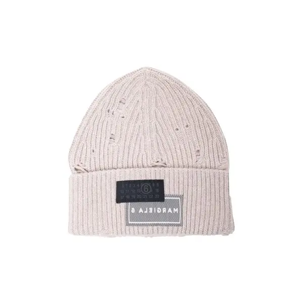 MAISON MARGIELA Patch Logo Beanie - Tan