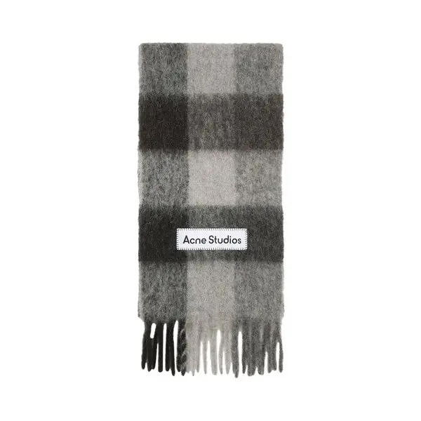 Acne Studios Vally Check Scarf /grey/dark Grey - Black