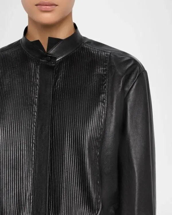 TOM FORD French Plonge Leather Tuxedo Shirt