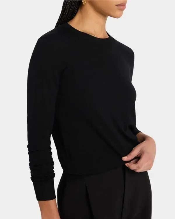Theory Regal Merino Wool Crewneck Top - Black