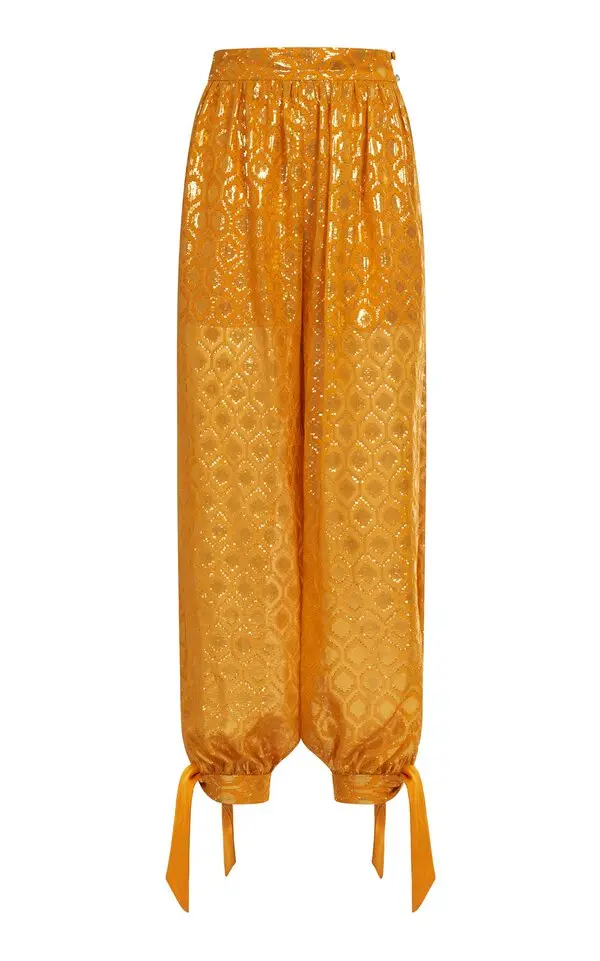 TALLER MARMO Metallic Printed Silk-blend Full Length Pants
