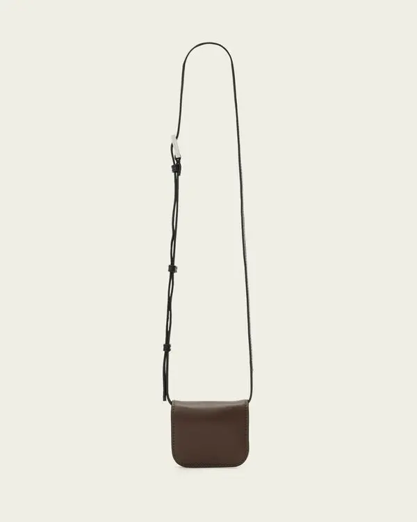 ALLSAINTS Maeve Leather Cardholder Crossbody - Fango Brown