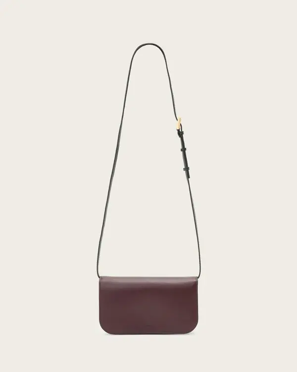 ALLSAINTS Maeve Leather Wallet Crossbody - Dark Red