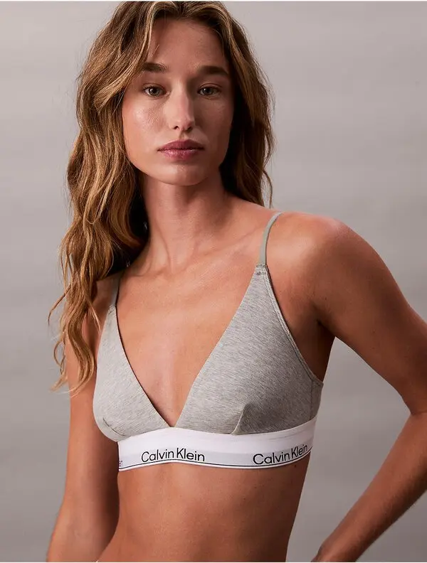 Calvin Klein Icon Cotton Modal Unlined Triangle Bralette - Grey Heather