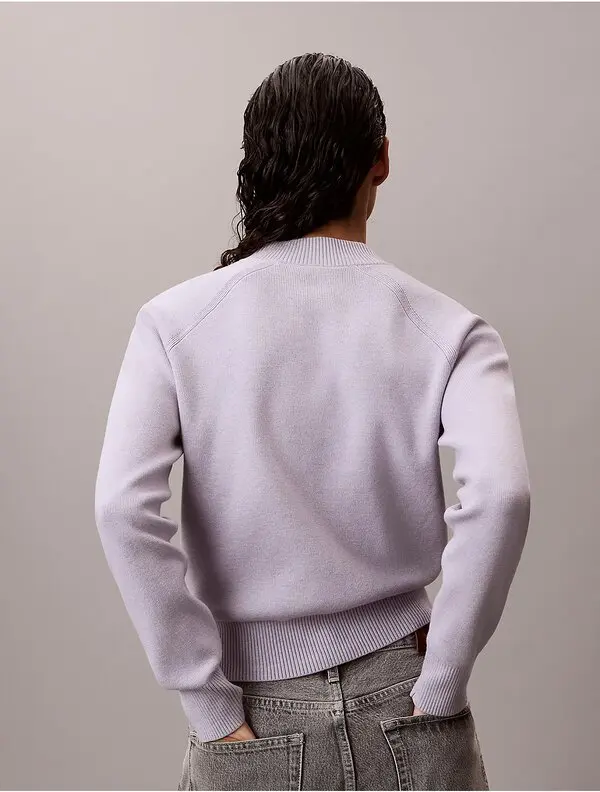 Calvin Klein Tech Knit Zip Sweater - Lacey Lilac Melange