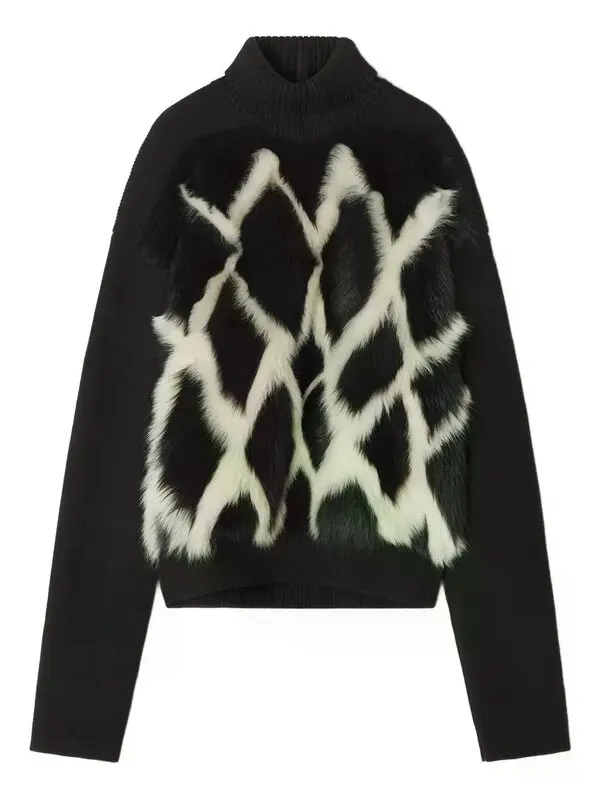 LANVIN High-neck Fur-panel Sweater