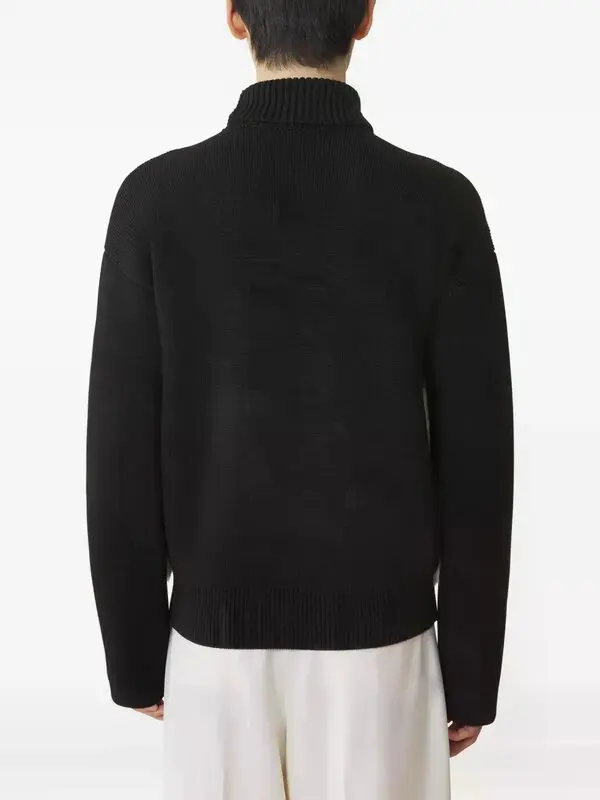 LANVIN High-neck Fur-panel Sweater