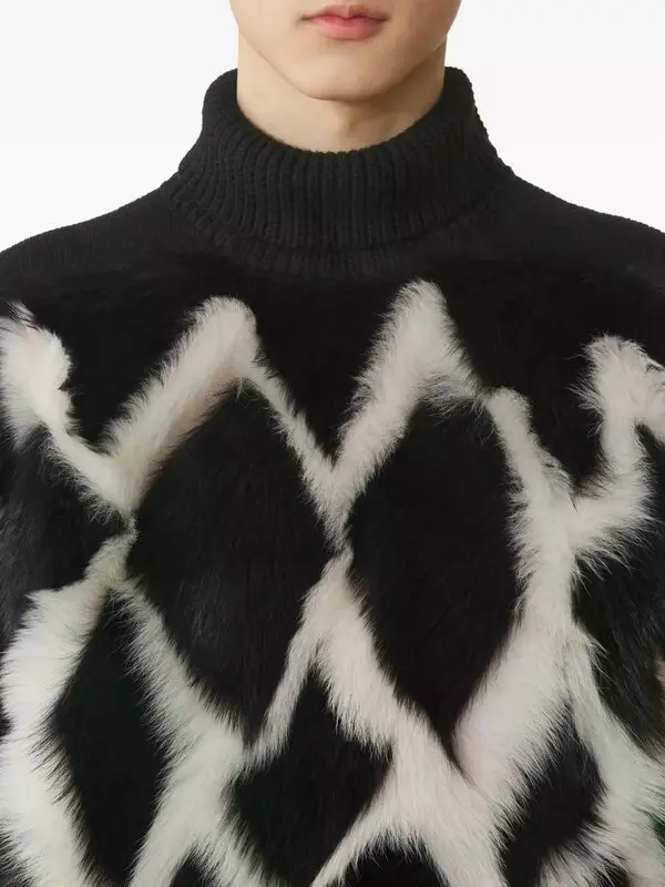 LANVIN High-neck Fur-panel Sweater