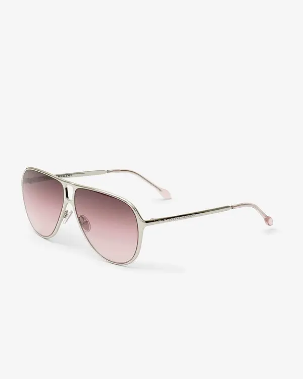 Isabel Marant Haylo Aviator Sunglasses - Palladium Pink / Burgundy S