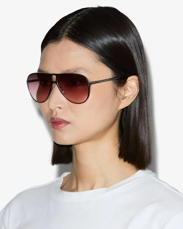 Isabel Marant Haylo Aviator Sunglasses - Palladium Pink / Burgundy S