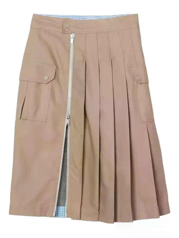 3.1 Phillip Lim Cotton Midi Skirt With Zip And Pleat Detailing