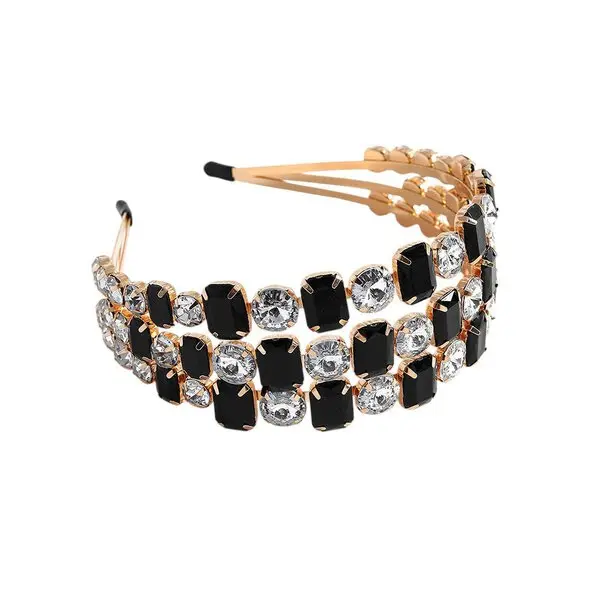 SOHI Gold-plated Stone Hairband - Black