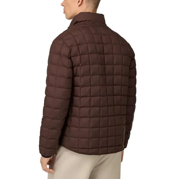 Boggi Milano Bomber Jacket In Technical Fabric With Goose Down - Brown