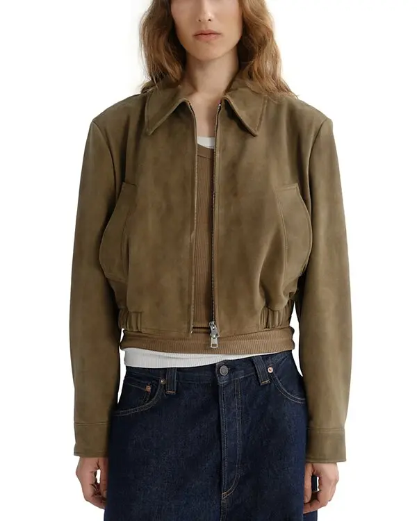 AGOLDE Nahla Suede Cropped Jacket - Canopy