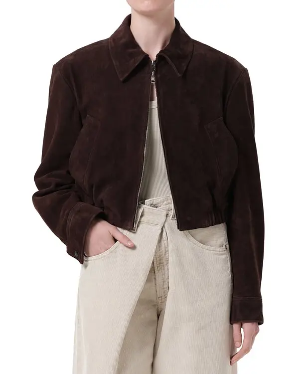 AGOLDE Nahla Suede Cropped Jacket - Root