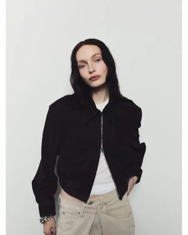 AGOLDE Nahla Suede Cropped Jacket - Root