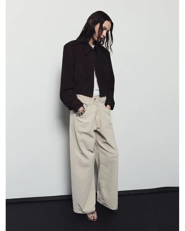 AGOLDE Nahla Suede Cropped Jacket - Root