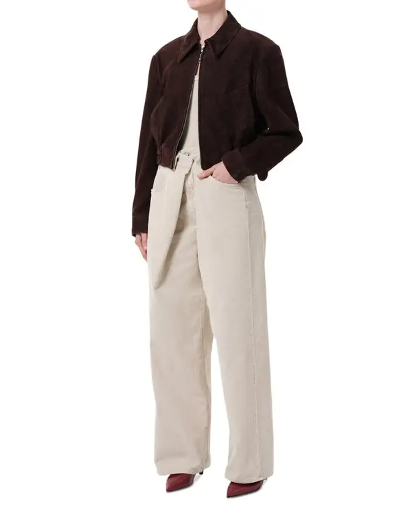 AGOLDE Nahla Suede Cropped Jacket - Root