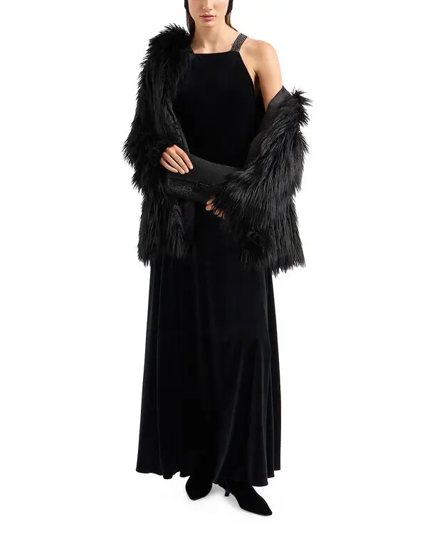 Emporio Armani Rhinestone Strappy Back Maxi Dress