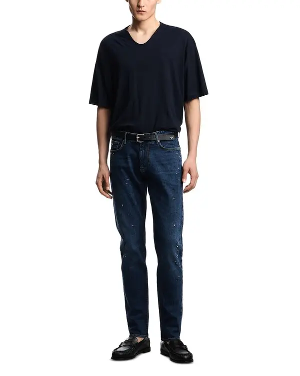 Emporio Armani Slim Fit Paint Splattered Jeans