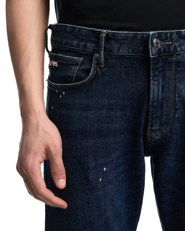 Emporio Armani Slim Fit Paint Splattered Jeans