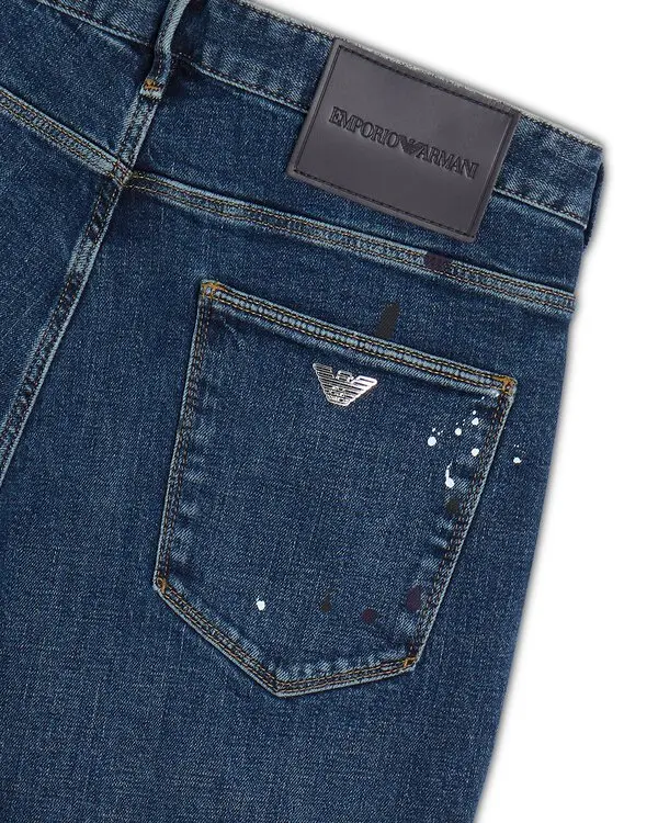 Emporio Armani Slim Fit Paint Splattered Jeans