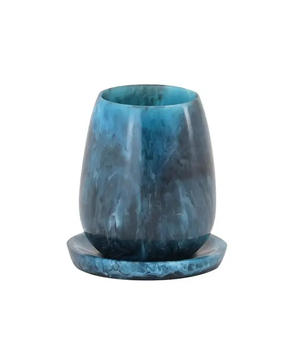 TOV FURNITURE Rounded Swirl Resin Kiddush Cup - Blue