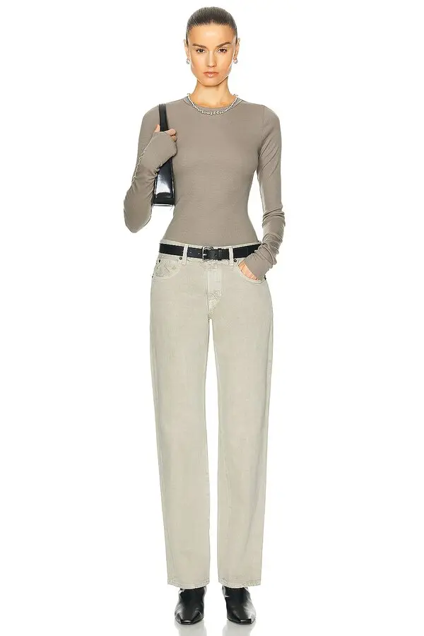 Eterne Long Sleeve Fitted Top - Clay