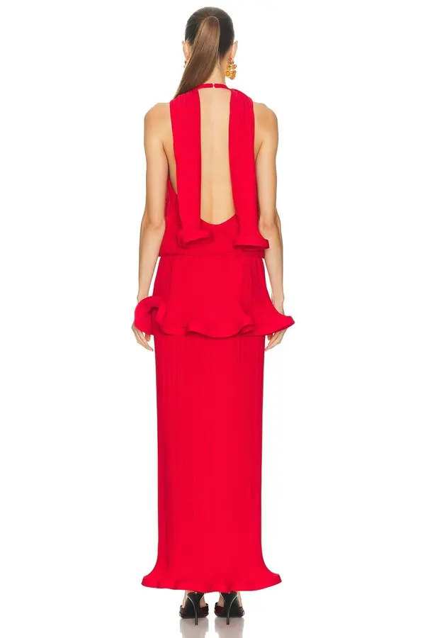 ROWEN ROSE Plunge Neck Long Dress