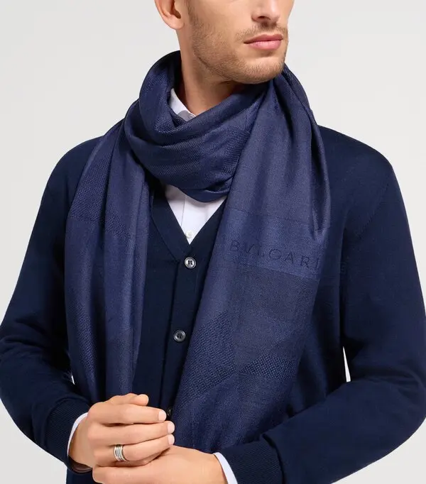 BVLGARI Cashmere Logo Fringed Scarf