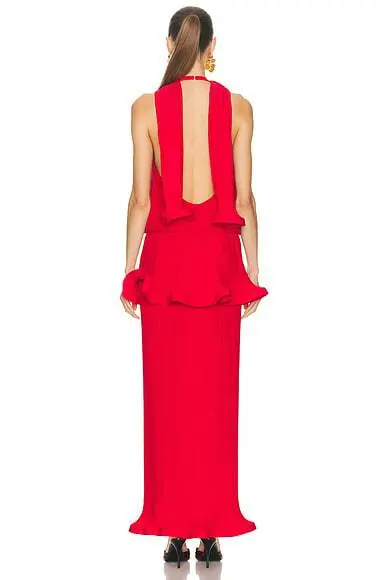 ROWEN ROSE Plunge Neck Long Dress