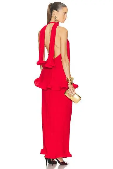 ROWEN ROSE Plunge Neck Long Dress