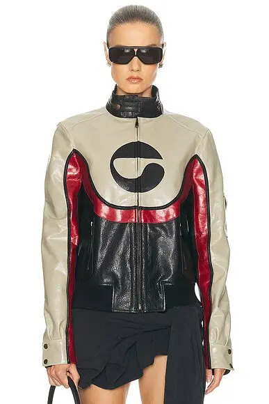 Coperni C Logo Leather Jacket - Multicolour
