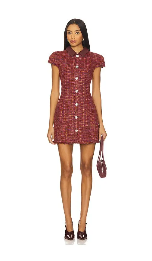 Likely Riello Tweed Mini Dress - Wine Multi - 6% Off | Editorialist