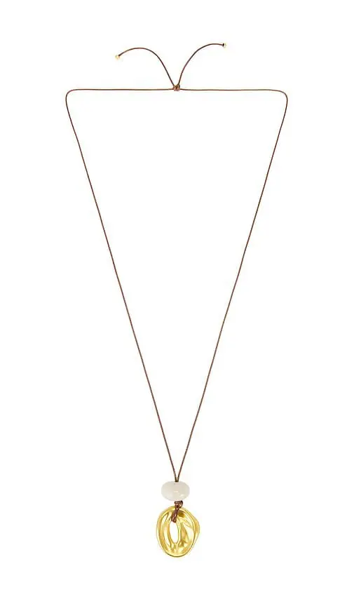 8 Other Reasons Leather Cord Pendant Necklace - Gold & Pearl