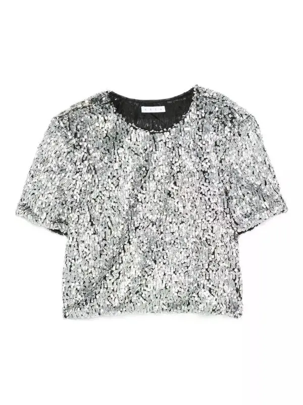 AREA Sequin Embellished T-shirt - Silver