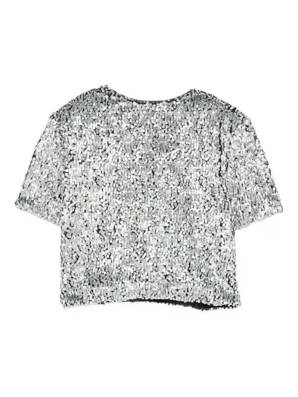 AREA Sequin Embellished T-shirt - Silver