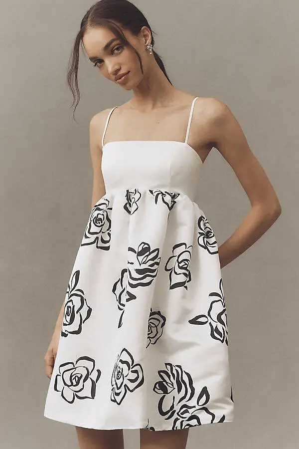 Bhldn Sleeveless Printed Babydoll Mini Dress - Ivory